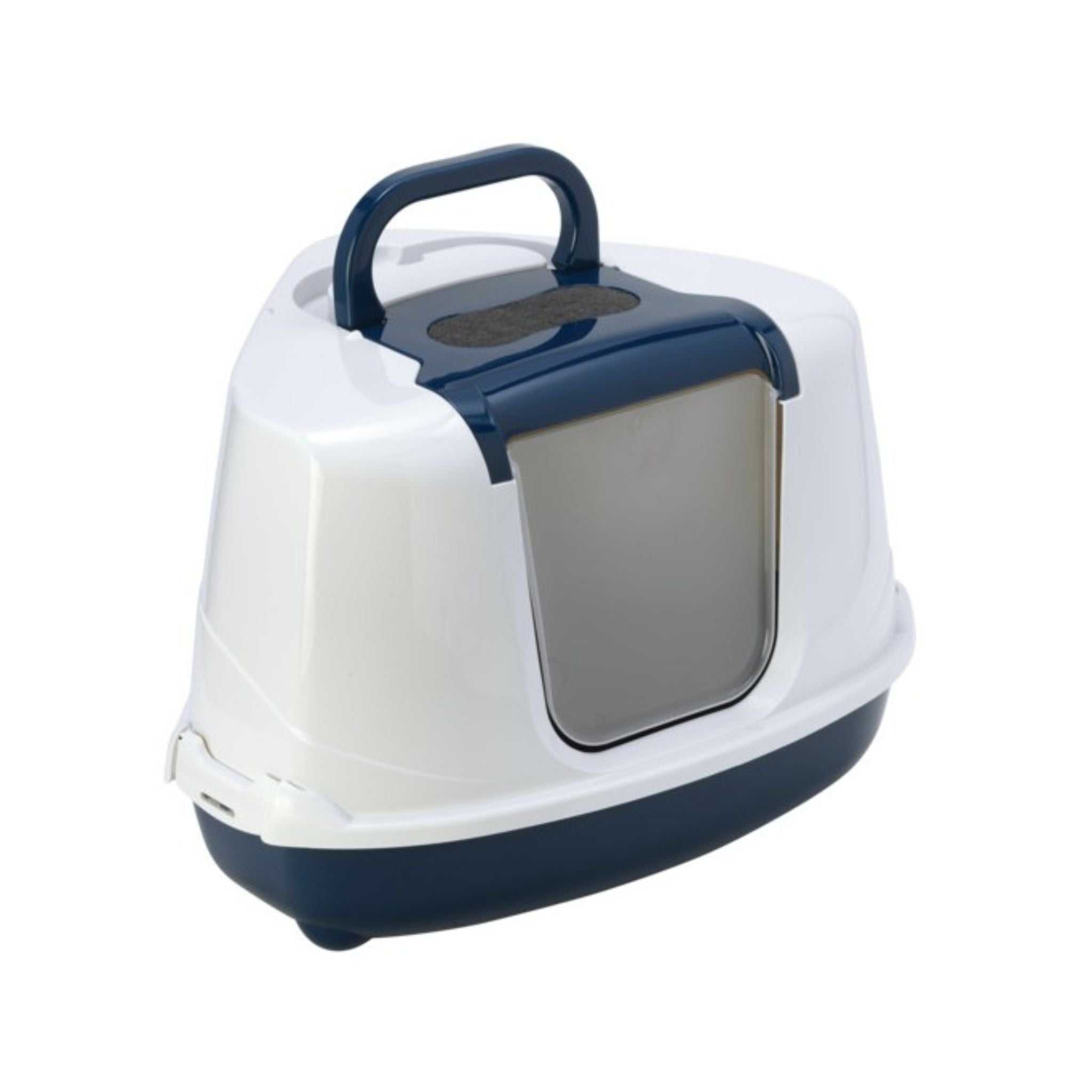 Moderna Flip Corner Litter Box – Blue – Space-Saving Design
